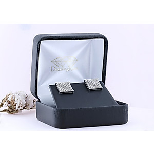 Dazzlingrock Collection 0.35 Carat (ctw) White Diamond Iced Hip Hop Square Shape Unisex Stud Earrings in 925 Sterling Silver in Push Back