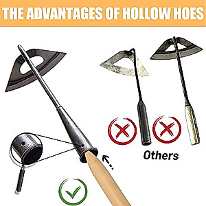 2Pcs Gardening Hand Tools Hoe, Durable All-Steel Hardened Hollow Hoe, Sharp Garden Edger Weeder,Hoe Garden Tool Hand Shovel Weed Puller Accessories for Backyard Weeding, Loosening, Farm Planting