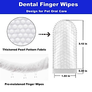 Dog Teeth Cleaning Wipes - 2 Pack | 100 Count, Dental Wipes for Dog Teeth, Pet Tooth Brushing kit Finger Wipes for Dogs & Cats - Reduces Plaque & Freshens Breath