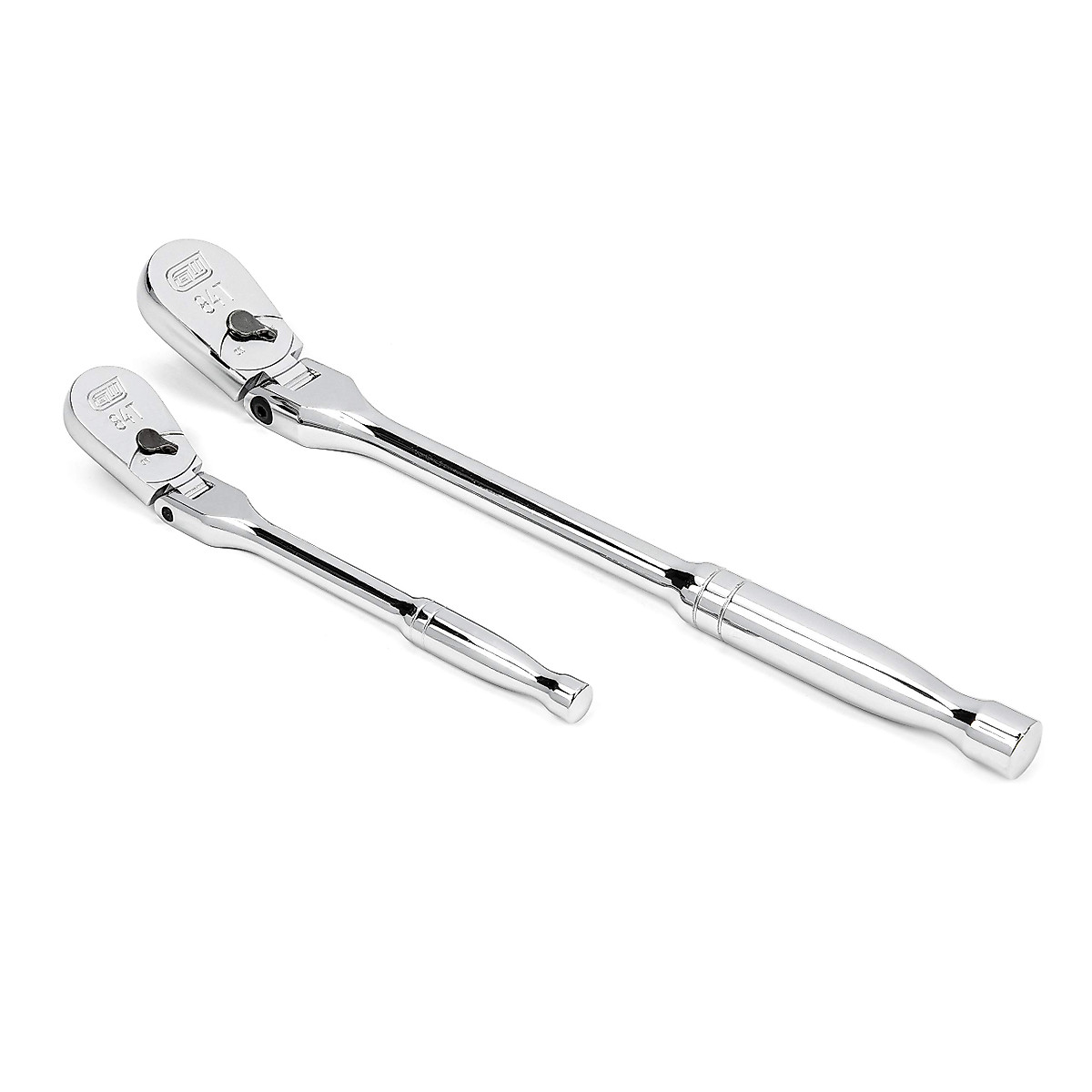 GEARWRENCH 2 Piece 1/4", 3/8" Drive 84 Tooth Full Polish Flex Head Teardrop Ratchet Set - 81216A-07