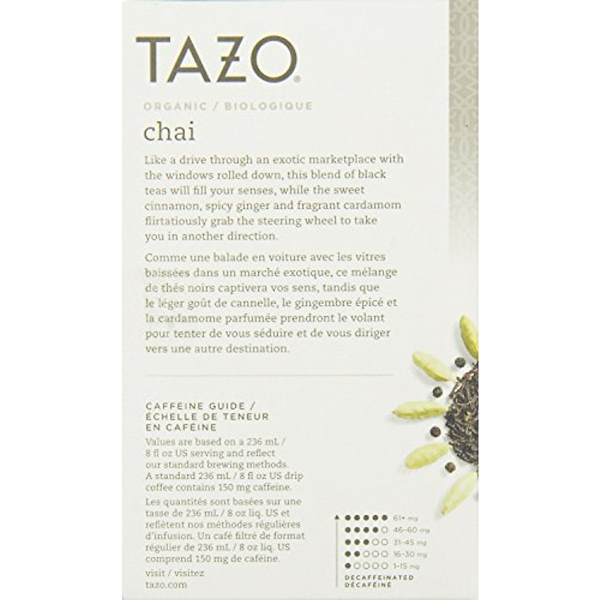 Tazo Organic Chai - 149904, Black Tea-24 Tea Bags-2.3oz/65g