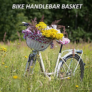 ZUKKA Bike Basket Woven Bike Basket for Adult Bikes Front/Kids Bike Handlebar with Adjustable Leather Straps Waterproof Storage Bicycle Basket, Multi-Colors