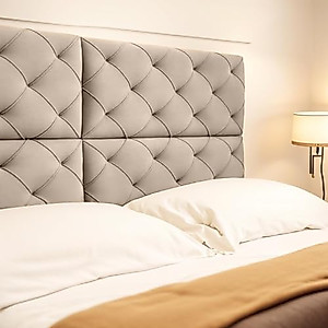 King Headboard Queen Size - Diamond Tufted Twin Headboard - Upholstered Queen Bed Wall Headboard Full- Peel & Stick Headboards Panels Queen Size - Diy headboard King Only - Wall Mounted Bed Headboard