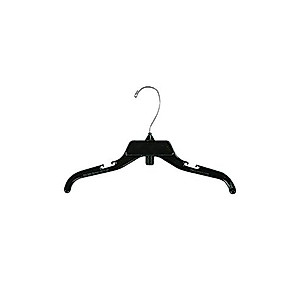 Break-Resistant 12 inch Black Plastic Children's Dress Hangers- Case of 100
