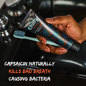 Chilly Toothpaste, Spicy Whitening Toothpaste, Intense Natural Spearmint Flavor + Ghost Pepper Flakes, SLS Free (Pack of 2)