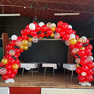 Red Gold Balloon Garland Arch Kit -100pcs 18Inch 12Inch 10Inch 5Inch with Red Metallic Chrome Gold and Red Gold Confetti Balloons for Christmas Holiday Candy Theme Xmas Birthday Decorations