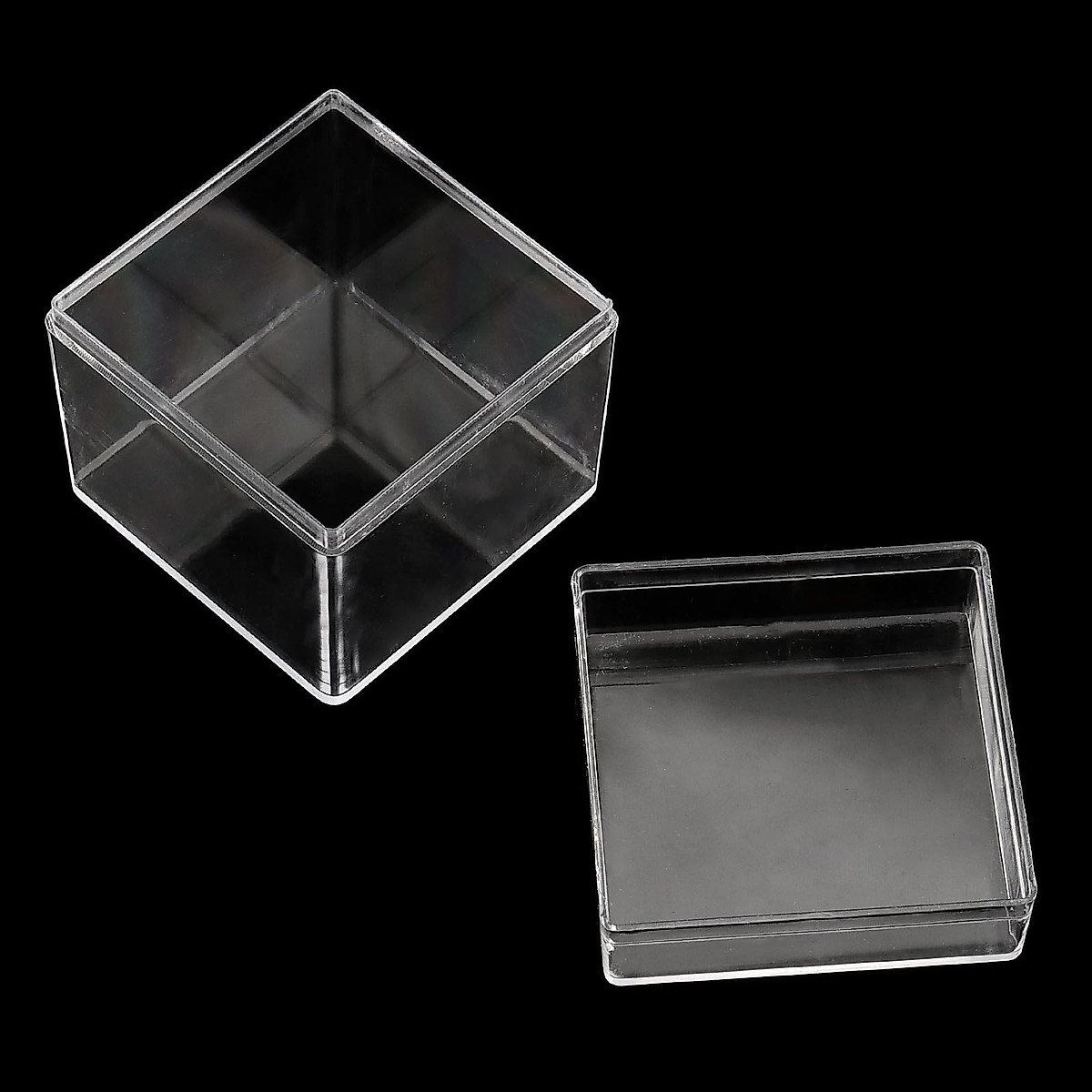 MUKLEI 45 Pack Plastic Square Cube, 2 × 2 × 2 Inches Clear Candy Cubes with Separate Lid, Mini Clear Container for Cosmetics, Bead, Makeup, Jewelry, Candy, Party Favor