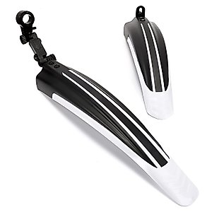 Adjustable Road Mountain Bike Bicycle Cycling Tire Front/Rear Mud Guards Mudguard Fenders Set (White)