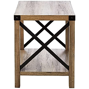 Walker Edison Sedalia Modern Farmhouse Metal X Side Table, 18 Inch, Grey Wash
