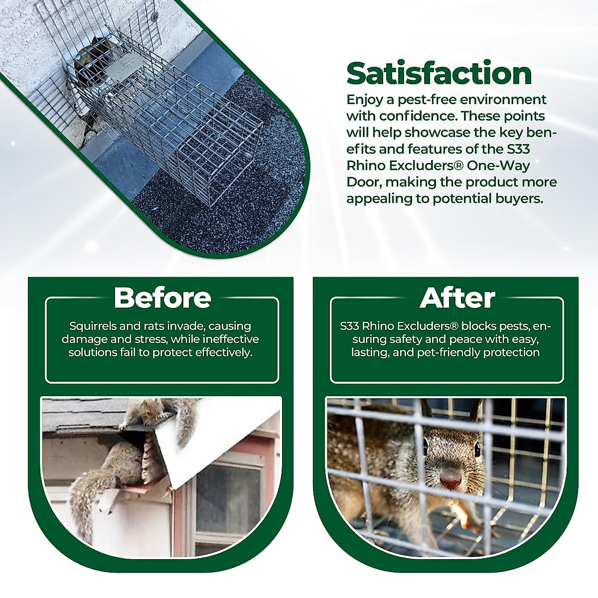 Rhino Excluders® S33 One Way Door for Removal of Squirrels, Chipmunks and Rats
