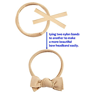 inSowni 50 Pack Super Soft Stretchy DIY Solid Nylon Headbands Baby Hair Bands One Size Fits All (Khaki)