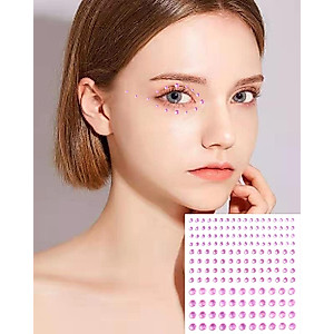 3440 pcs Rainbow Rhinestones Stickers Self Adhesive Bling Gems Jewels Stickers,Face Gem Stick on Rhinestone Strips for Nail Body DIY Craft (3 Size)