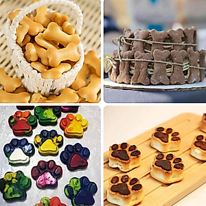 Paw Mold and Dog Bone Mold Silicone Baking Molds 2pcs Biscuits Mold Muffin Mold, Hard Candy Mold, Chocolate Cookies Molds for Pets and Kids, blue.