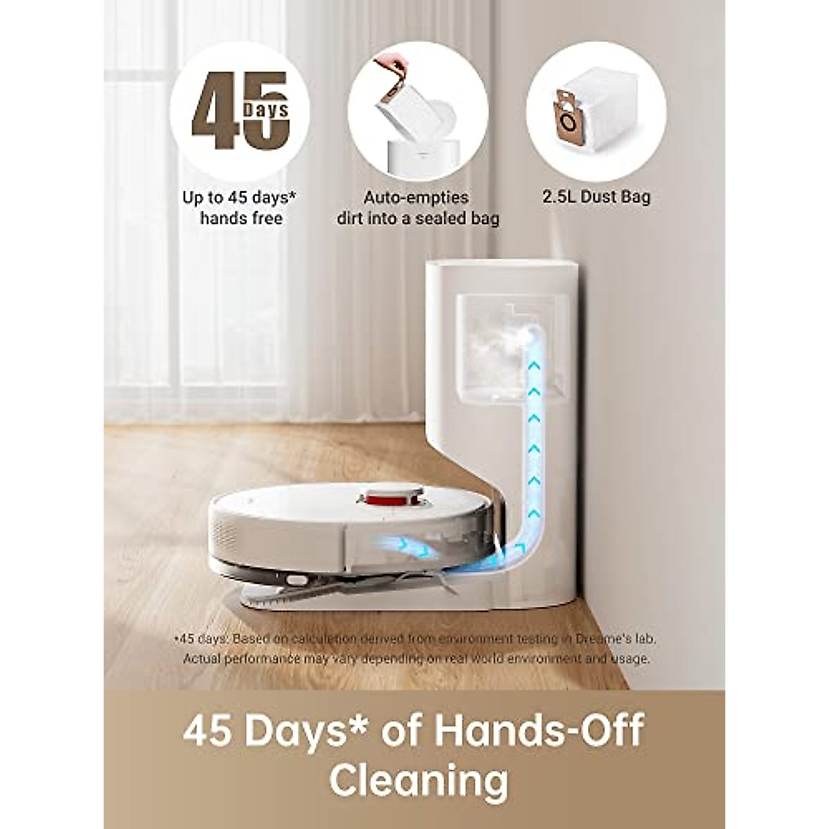 Dreametech D10 Plus Robot Vacuum and Mop with Self-Emptying Base for 45 Days of Cleaning, Robotic Vacuum with 4000 Pa Suction and LiDAR Navigation, Compatible with Alexa, Wi-Fi Connected