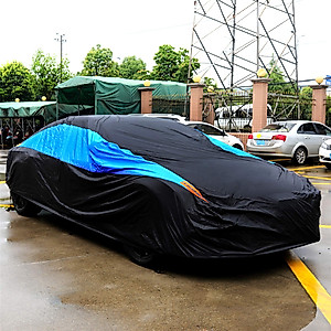 MORNYRAY Waterproof Car Cover All Weather Snowproof UV Protection Windproof Outdoor Full car Cover, Universal Fit for Sedan (Fit Sedan Length 194-206 inch, Blue)