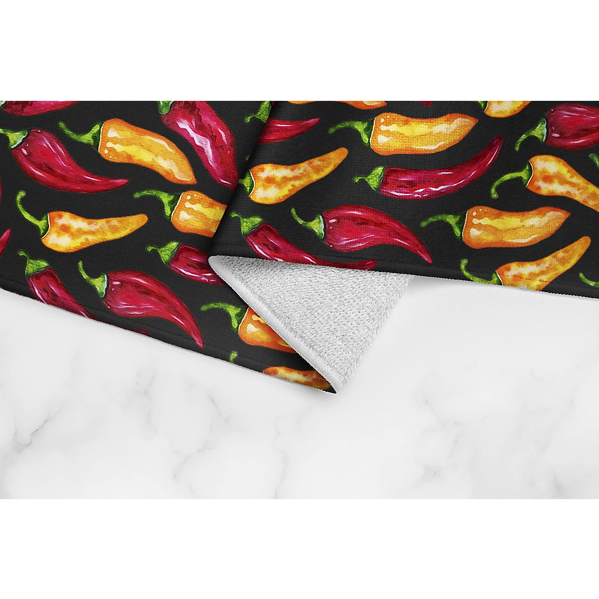 Chili Pepper Print Hand Towel - Kitchen Towel - Bathroom Hand Towel - Cotton Terry Cloth - 15"x25"