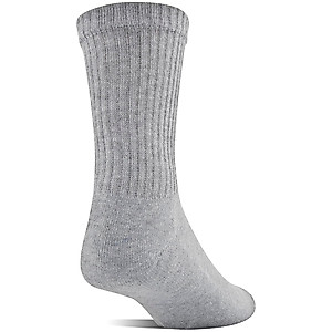 Gildan Men's Polyester Half Cushion Mid-Crew Socks, 12-Pack, Grey, Shoe Size: 6-12
