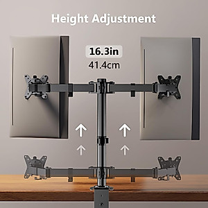 Ergear Dual Monitor Stand for 13 to 32 inch, Heavy Duty Fully Adjustable Monitor Stand for 2 Monitors, Dual Monitor Mount Fits up to 17.6 lbs per Arm, EGCM1