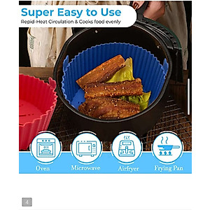 8.5-inch Reusable Silicone air Fryer from Heat-Resistant. Round Silicone Pot for Air Fryer Oven Accessories, (Blue + Red)