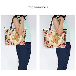 KFBE Christmas Gingerbread Women Tote Bags Snowflake Top Handle Satchel Handbags Purse Shoulder Bag for Shopping L 2080395