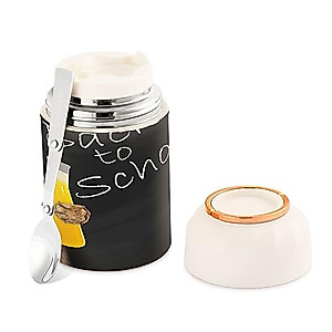 CUPADA Funny Cat Teacher Food Jar, Back To Insulated Hot Food Jars Vacuum 17OZ with Folding Spoon for Work Trip Picnic Camping