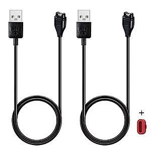 Kissmart Charger for Garmin Vivoactive 3, Replacement Charging Cable Cord Plus a Red Silicone Charger Port Protector Anti Dust Plug for Garmin Vivoactive 3 Smartwatch [2Pack, 3.3ft/1m]