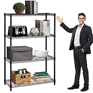 YIQIEDEY Storage Shelves 4 Tier Shelving Unit with Feet NSF Heavy Duty Height Adjustable Large Metal Shelves for Storage Commercial Grade Steel Utility Layer Shelf 1000 LBS Capacity-14x36x54 (Black)