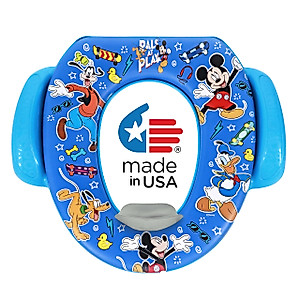 Disney Mickey Mouse "Pals at Play" Soft Potty Seat and Potty Training Seat - Soft Cushion, Baby Potty Training, Safe, Easy to Clean