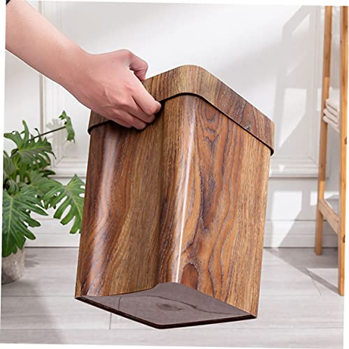 Zerodeko Garbage Waste Paper Rectangular Home Bin Household Square - Basket Office Room Kitchen Grain/Marble Coffee Container Plastic Imitation Bucket L Wastepaper Small Capacity Large