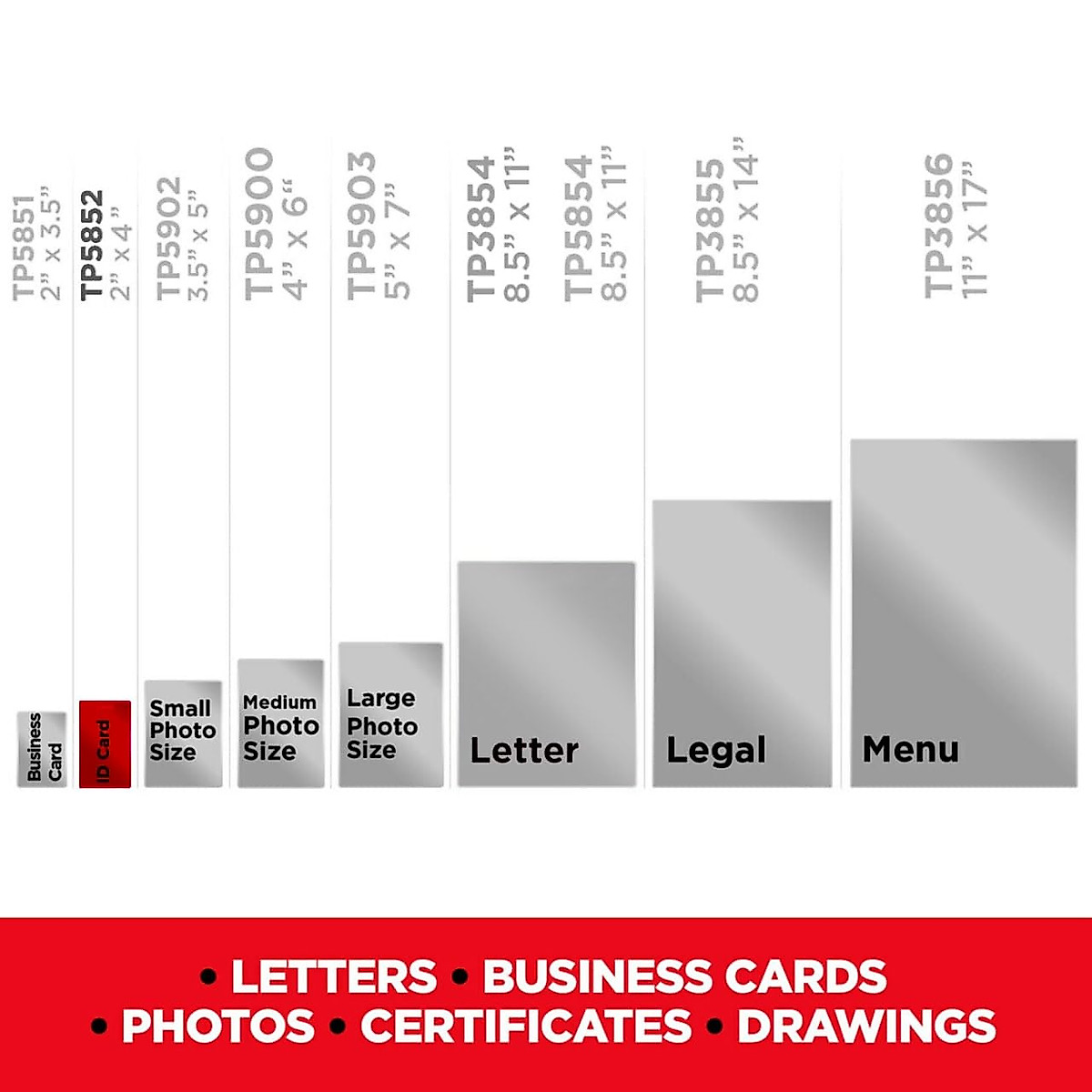 Scotch Thermal Laminating Pouches, 5 Mil Thick for Extra Protection, Professional Quality, 2.4 x 4.2-Inches, ID Badge without Clip, 100-Pouches (TP5852-100)
