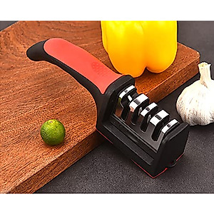 Harcas Knife Sharpener - Professional 2 Stage Sharpening System. Best For Steel Kitchen Knives. White
