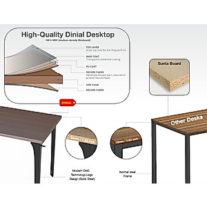 DINIAL Home Office Computer Desk 35.4 inch Gaming Desk, Modern and Minimalist Home Office Desk, Home Office Desks, Study Desk, Craft Table Black Metal Designed Frame, Dark Brown Board Color.