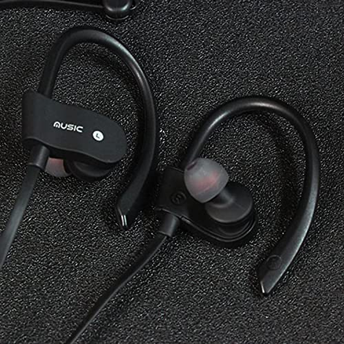 Lobonbo Anti-Lost Earphone RT558 Wireless Headset Wire-Controlled Call Music Earplugs in-Ear Sports Earphones(Black)