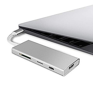 XUNMAIFHB Portable Docking Station,Type-c to hdmi Converter 4K Docking Station USB3.0 Converter Seven in one HUB Type C (only Charg) + USB3.0 3 + HDMI + TF + SD Fast Transmission