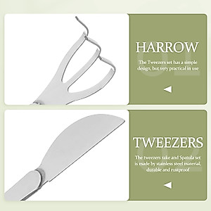 DOITOOL 1 Set Bonsai Tweezers Plating Tweezers Mini Plant Rake Tweezers for Crafts Bonsai Tools Crafts Tweezers Bonsai Tree Tweezers Angled Potted Plant Stainless Steel Moss