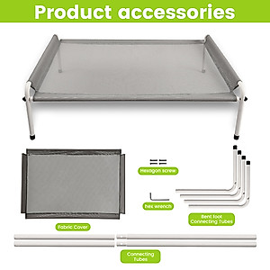 Fattong's Lab Dog Bed, Elevated Dog Cot with Metal Frame and Washable mat, Strong Load Bearing,Medium Size,29.5 * 22.4 * 7.8 Inch,Grey.