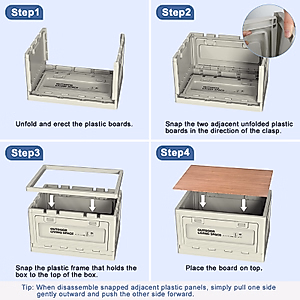 FOLLOWIN Collapsible Storage Bins with Lids,Folding Plastic Camping Box,Stackable Crates Storage Containers,50L Lidded Storage Box 1 Pack,White