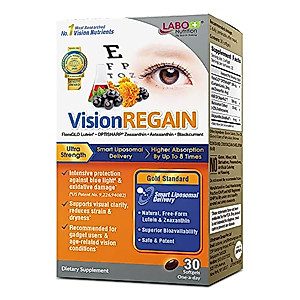 LABO Nutrition VisionREGAIN - Smart Liposomal Delivery, up to 8X Higher Absorption, 20mg FloraGLO Lutein, zeaxanthin, Superba Krill, AstaReal Astaxantin, Supports Vision Health, Blue Light Protection