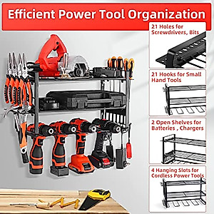 QiCHo Tool Organizer Holder Wall Shelf- Power Drill Storage Rack Heavy Duty Tool Box Organizers and Storage
