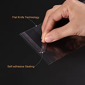 uxcell 200Pcs Clear Cello Bags, 2" x 10.6" Plastic Self Sealing OPP Cello Treat Bags Cello Poly Bags for Packing Cookies Candy Jewelry Gifts, Clear