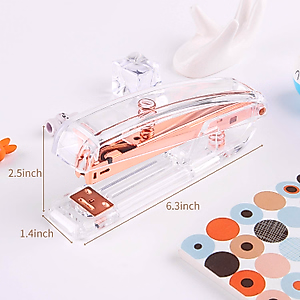 ALSISK Desk Accessory Kit,Acrylic Stapler Set, Tape Dispenser, Staple Remover with 1000pcs 26/6 Staples -Rose Gold