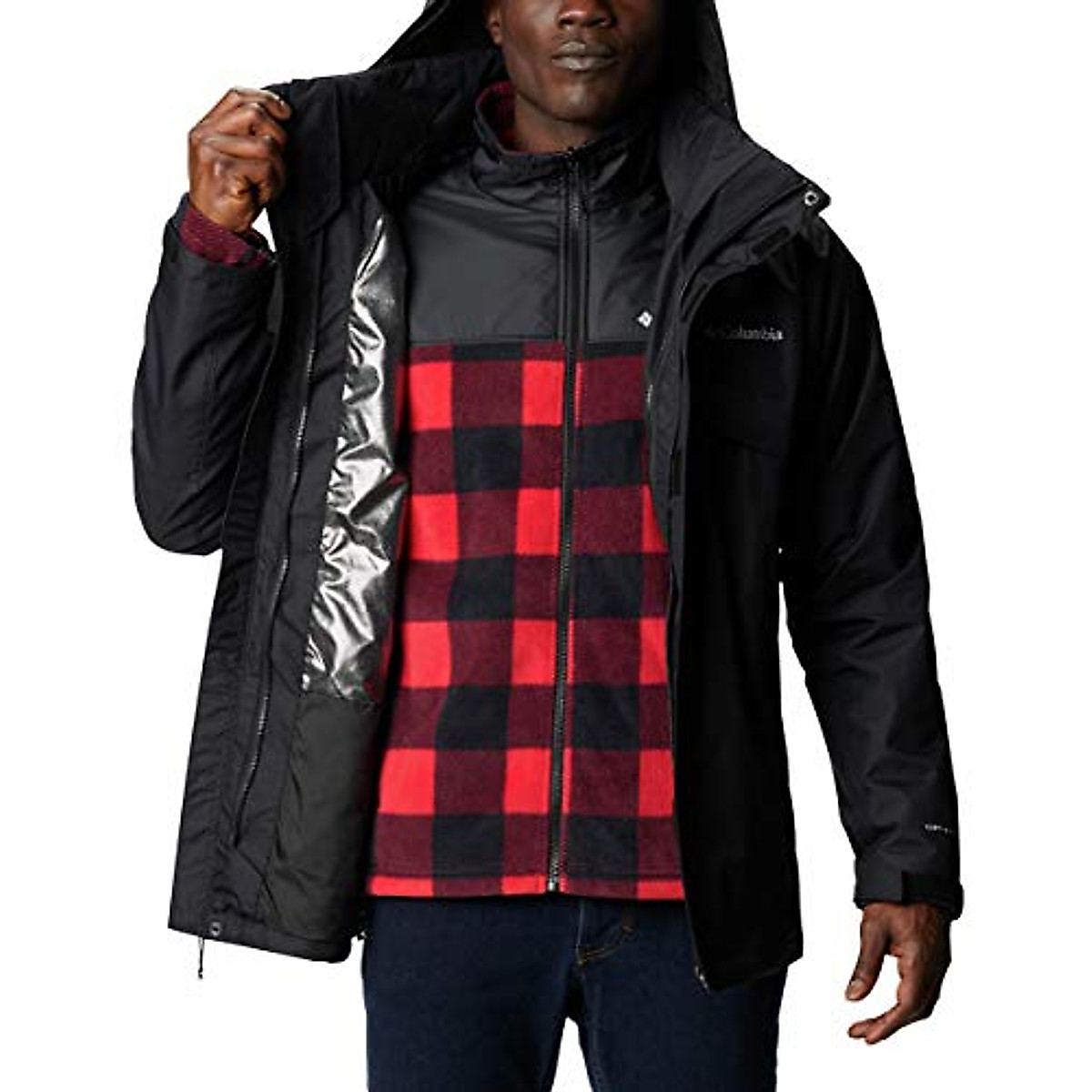 Columbia Men's Bugaboo II Fleece Interchange Jacket, Black/Red, 3X Big