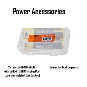Fenix Bundle PD35 v3.0 1700 Lumen Tactical Flashlight with Two ARB-L18-2600Us and LumenTac Organizer