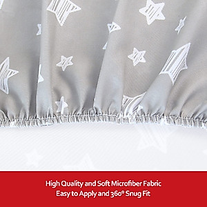 Crib Sheets for Boys or Girls 2 Pack, Fitted Crib Sheet for Standard Size Crib and Toddler Mattresses, Soft and Breathable Material, Grey & White