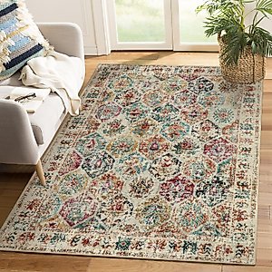 Lahome Throw Rugs for Living Room 4x6, Washable Rugs for Bedroom Non Slip Entryway Rugs, Moroccan Trellis Soft Rubber Backing Low Pile Printed Carpet for Bedside Kitchen, Multi Color