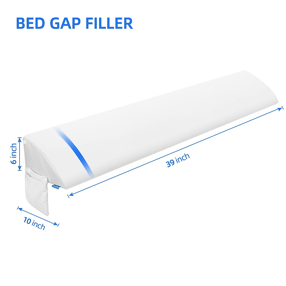 banflower Bed Wedge Pillow for Headboard Bed Gap Filler (0-6'') Between Mattress and Headboard or Wall (White Twin 39''x10''x6''),Twin/Twin XL