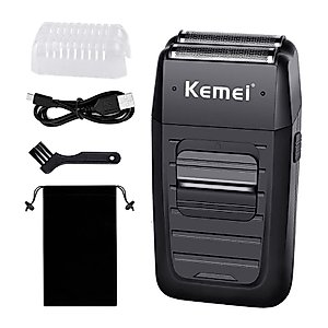 kemei Men's Reciprocating Cordless Razor Razor Electric Rechargeable Razor Precision Beard Sideburn Trimmer Razors Twin Blade Multifunction Grooming Razor
