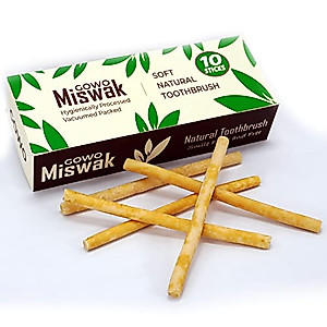 GOWO (10 Pack) Miswak Sticks Without Holders - Natural Teeth Whitening Kit - Natural Toothbrush - No Toothpaste Needed - Herbal Teeth Whitener and Breath Freshener - (Includes 10 Sticks Only)