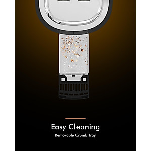 LONGDEEM Compact 2-Slice Toaster with 6-Level Precision Browning, 1.6 Wide Slots, Stainless Steel, Easy-Clean Crumb Tray, and Integrated Cord Storage, Black