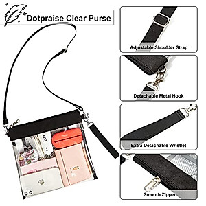 Dotpraise Clear Crossbody Purse Bag Stadium Approved with Extra Wristlet for Concert, Security & Sporting Event